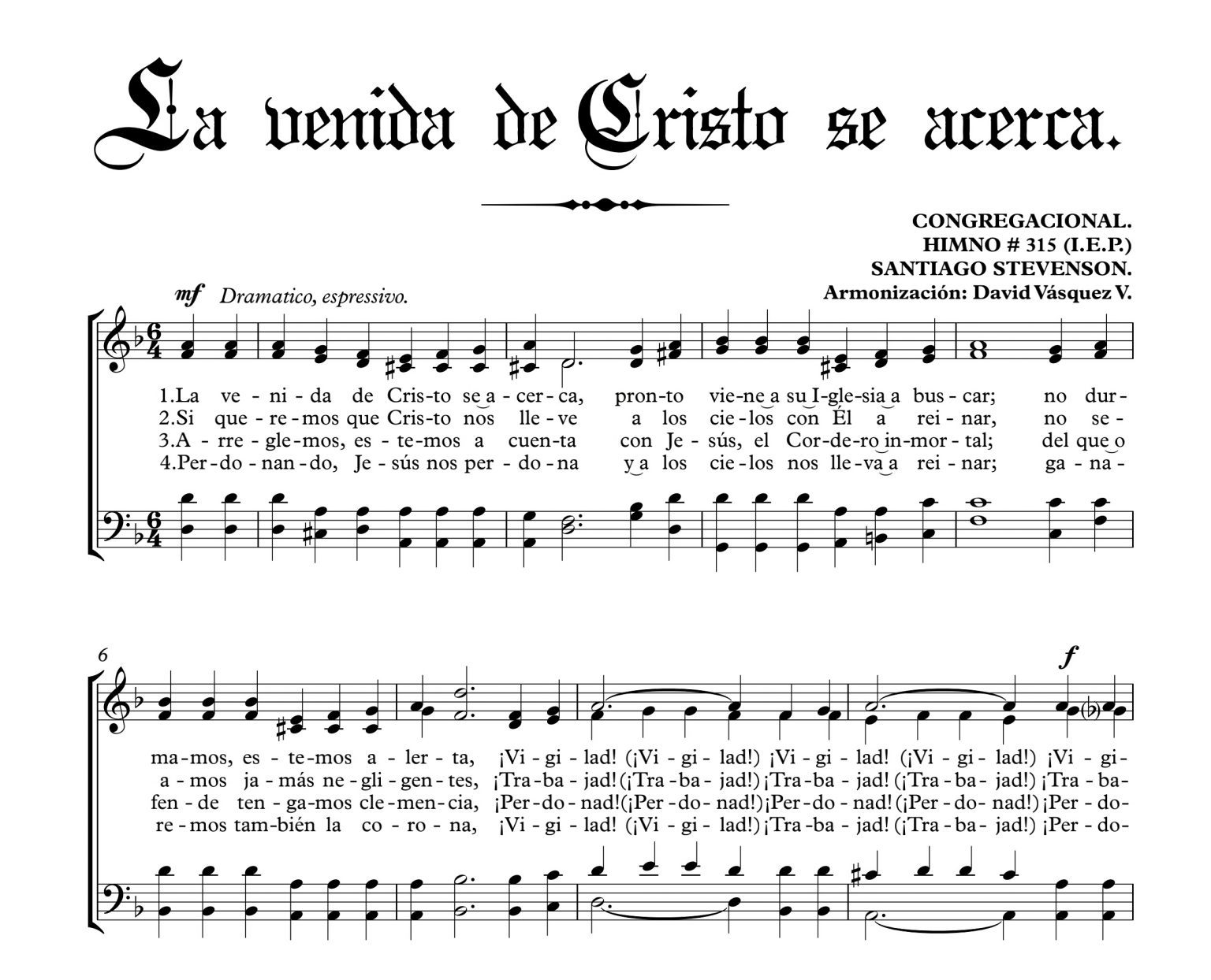 GRANDES Y MARAVILLOSAS SON TUS OBRAS. | Partitura Coral | Coro IEP